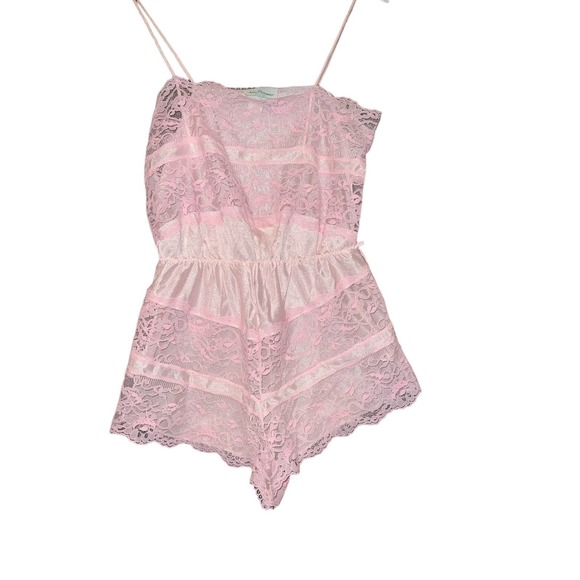 Nan Flower | Intimates & Sleepwear | Vintage Pink Lace Teddy Lingerie ...